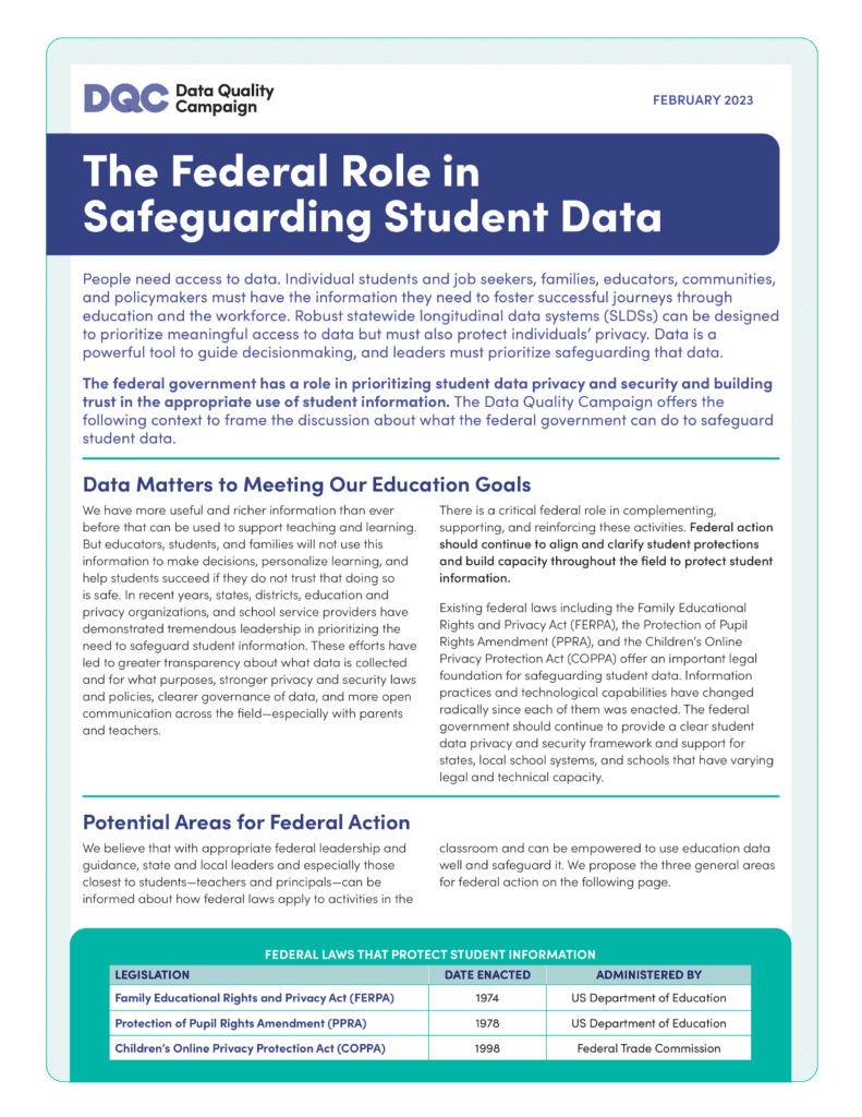 The Federal Role in Safeguarding Student Data - Data Quality Campaign